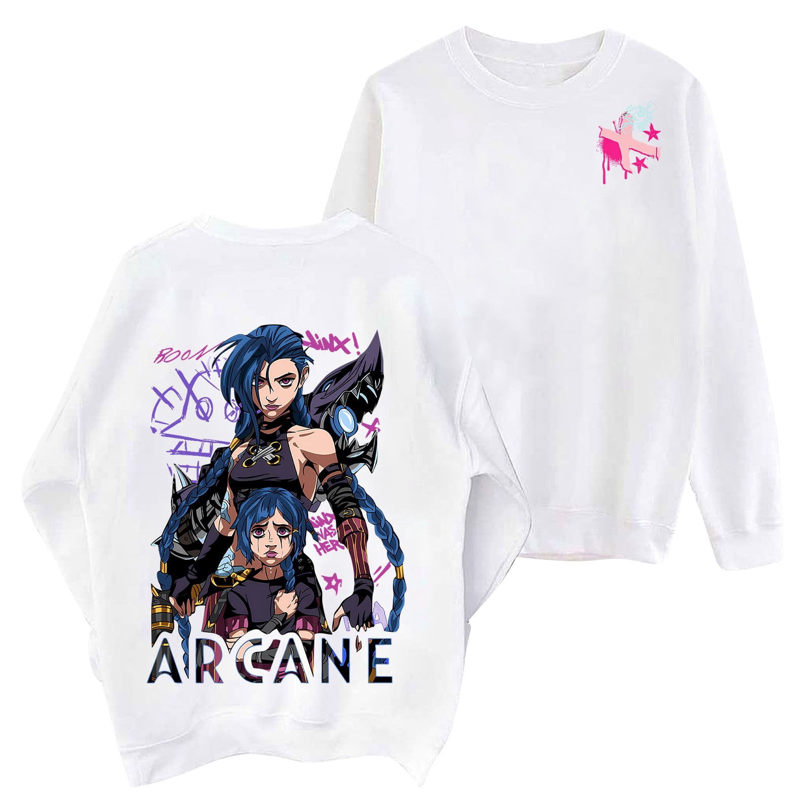 Arcane Shirt Women's Casual Fashion Print Long Sleeve O-Neck Pullover ...