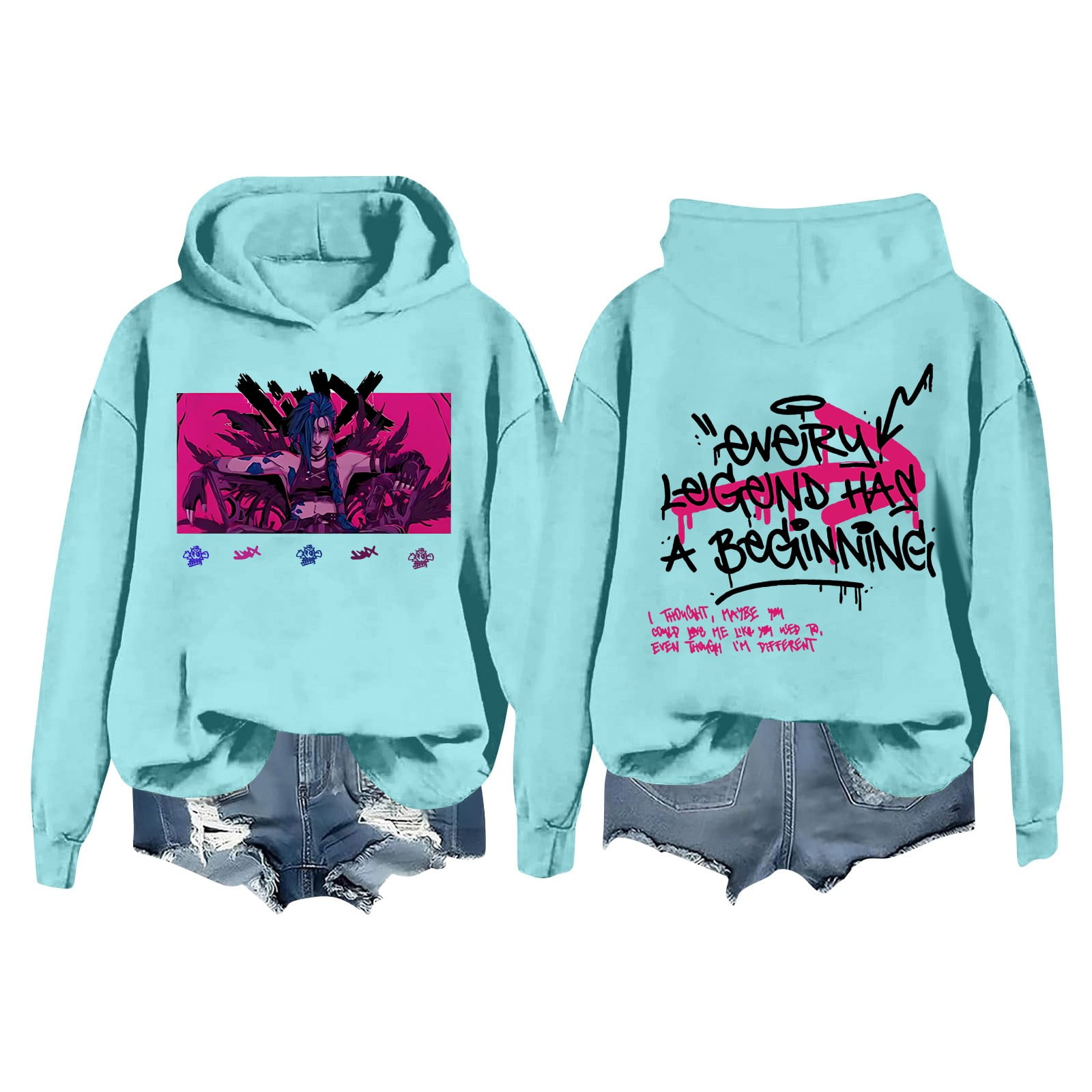 Arcane league of legends: Women Fashion O Neck Long Sleeve Printed Top ...