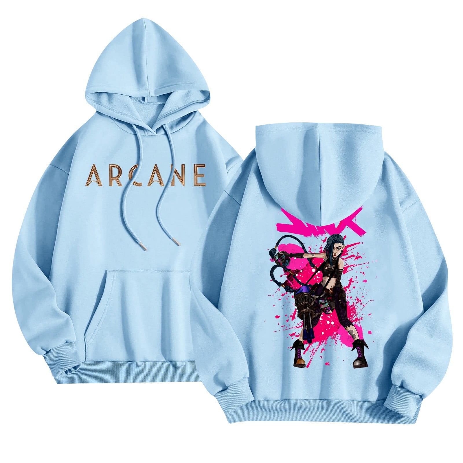 Arcane-Theme Printing Jinx Stylish Red Graphic Hoodie for Fans of ...