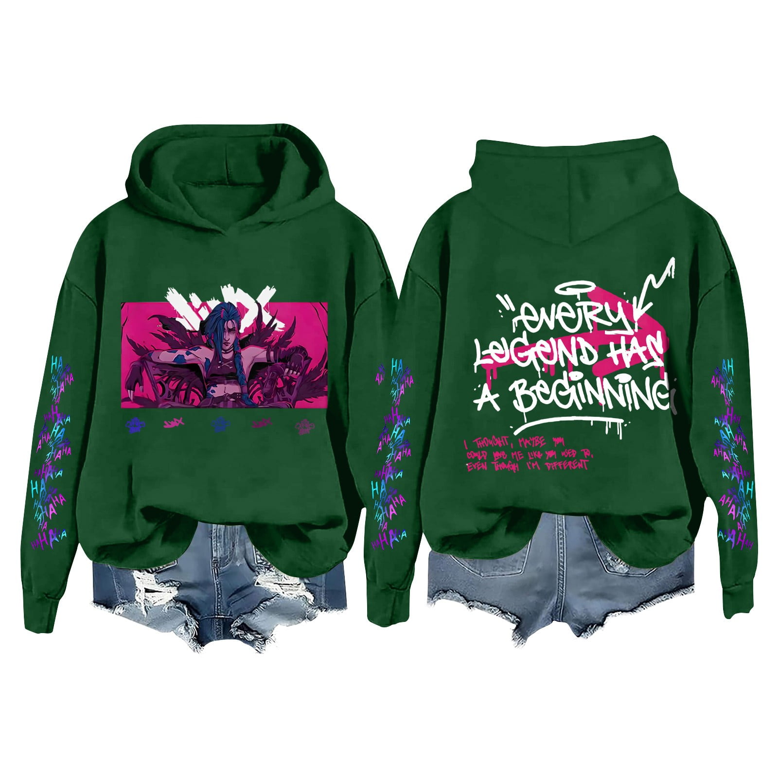 Arcane-Theme Printing Jinx Women's Fashion Casual Loose Long Sleeve ...