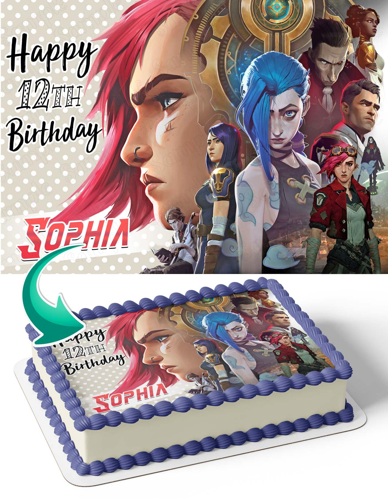 Arcane Vi Edible Image Cake Topper Personalized Birthday Sheet Decal ...