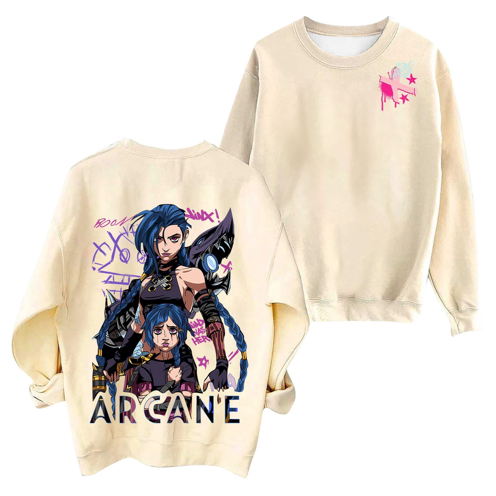 Arcane league of legends: Women's Casual Fashion Print Long Sleeve O ...