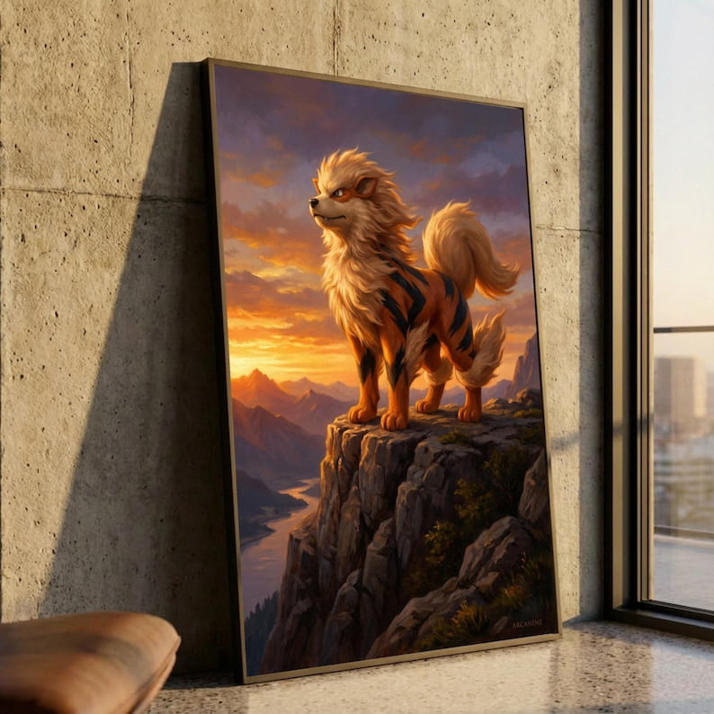 Arcanine Canvas Wall Art, Majestic Pokemon Illustration, Fire-Type ...