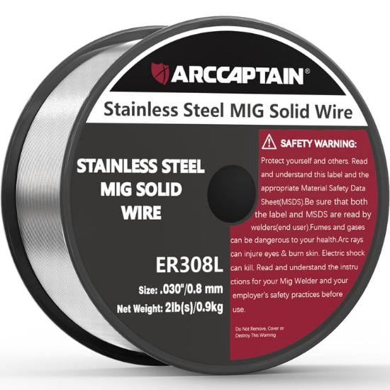 Arccaptain ER308L Solid Stainless MIG Welding Wire 2 lbs Spool *3 ...