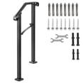 Arch #1 Black Wrought Iron Outdoor Step Handrail Fits 1 or 2 Steps ...