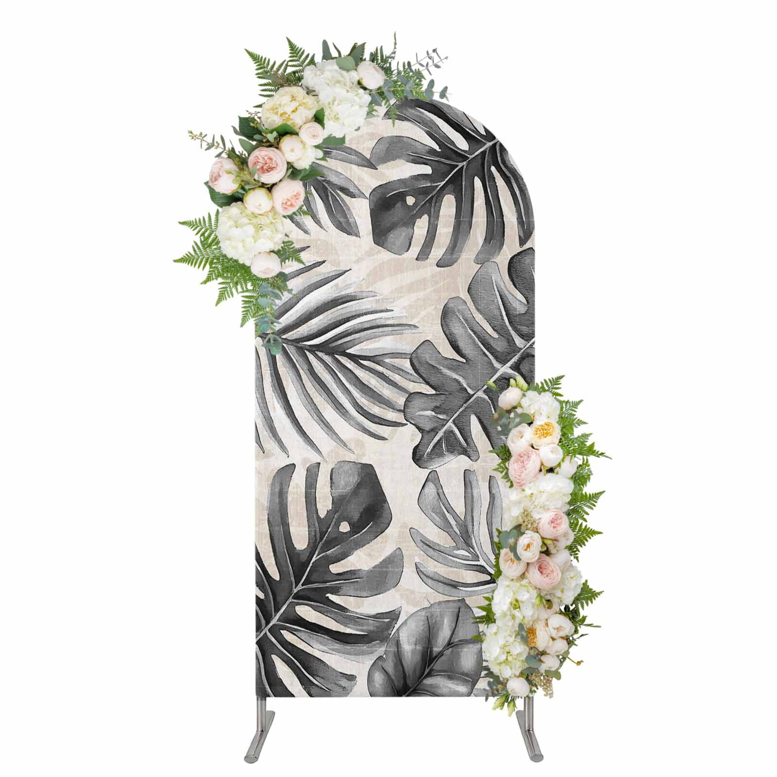 Arch Backdrop 4 Ft, Balck Monstera Deliciosa Spandex Stretch Fitted ...