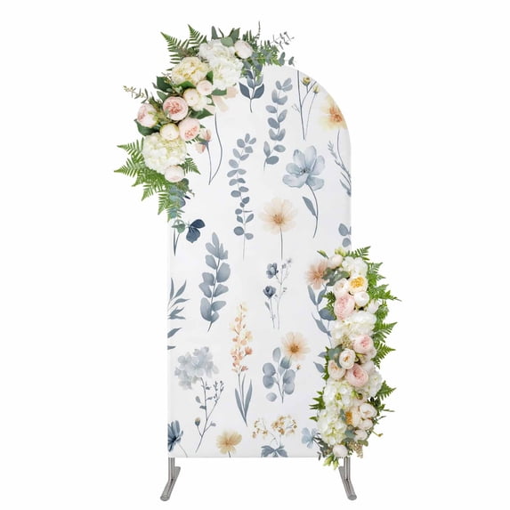 Arch Backdrop 4 Ft, Blue Yellow Spring Floral Spandex Stretch Fitted ...