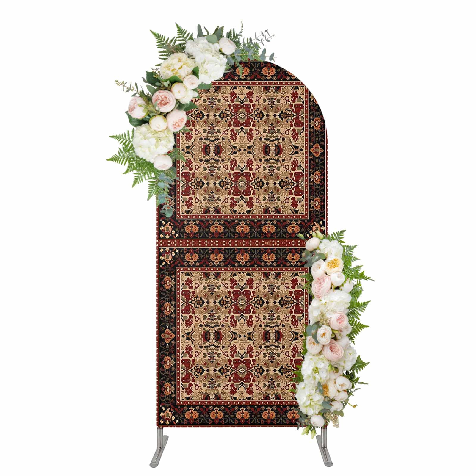 Arch Backdrop 4 Ft, Brown Red Boho Spandex Stretch Fitted Arch Cover ...