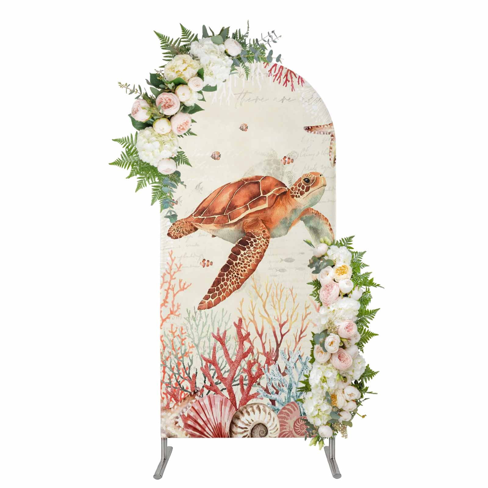 Arch Backdrop 4 Ft, Brown Turtle Coastal Spandex Stretch Fitted Arch ...