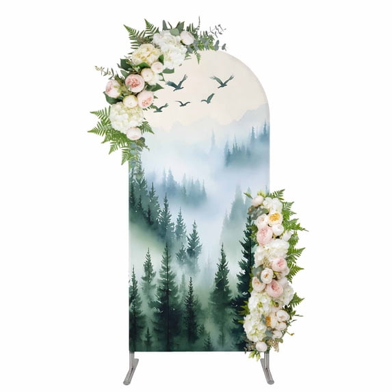Arch Backdrop 4 Ft, Dark Green Ombre Forest Spandex Stretch Fitted Arch ...