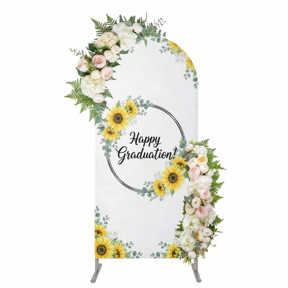 Arch Backdrop 4 Ft, Happy Graduation Spandex Stretch Fitted Arch Cover ...