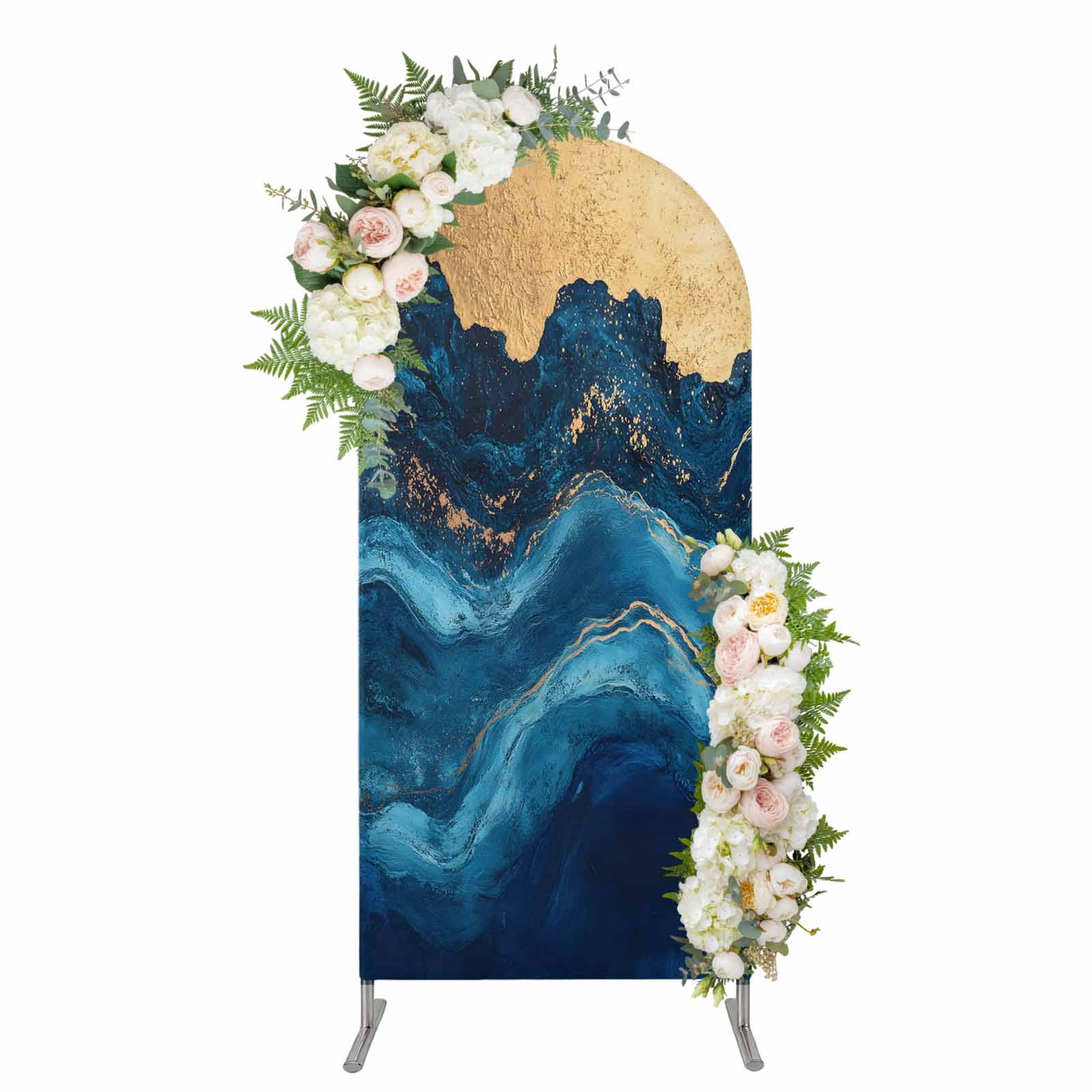 Arch Backdrop 4 Ft, Navy Blue Spandex Stretch Fitted Arch Cover, Round ...