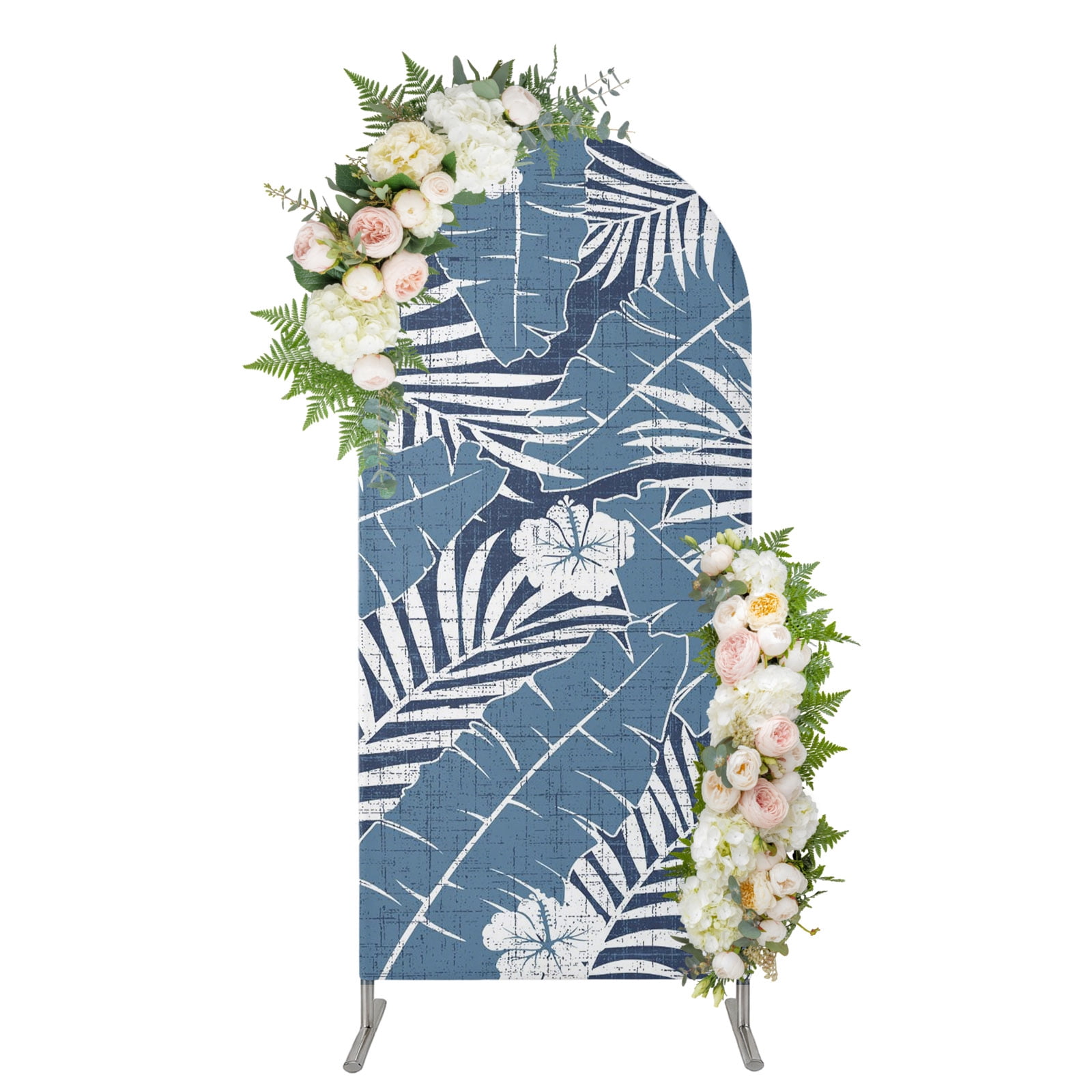 Arch Backdrop 4 Ft, Navy Palm Tree Spandex Stretch Fitted Arch Cover ...