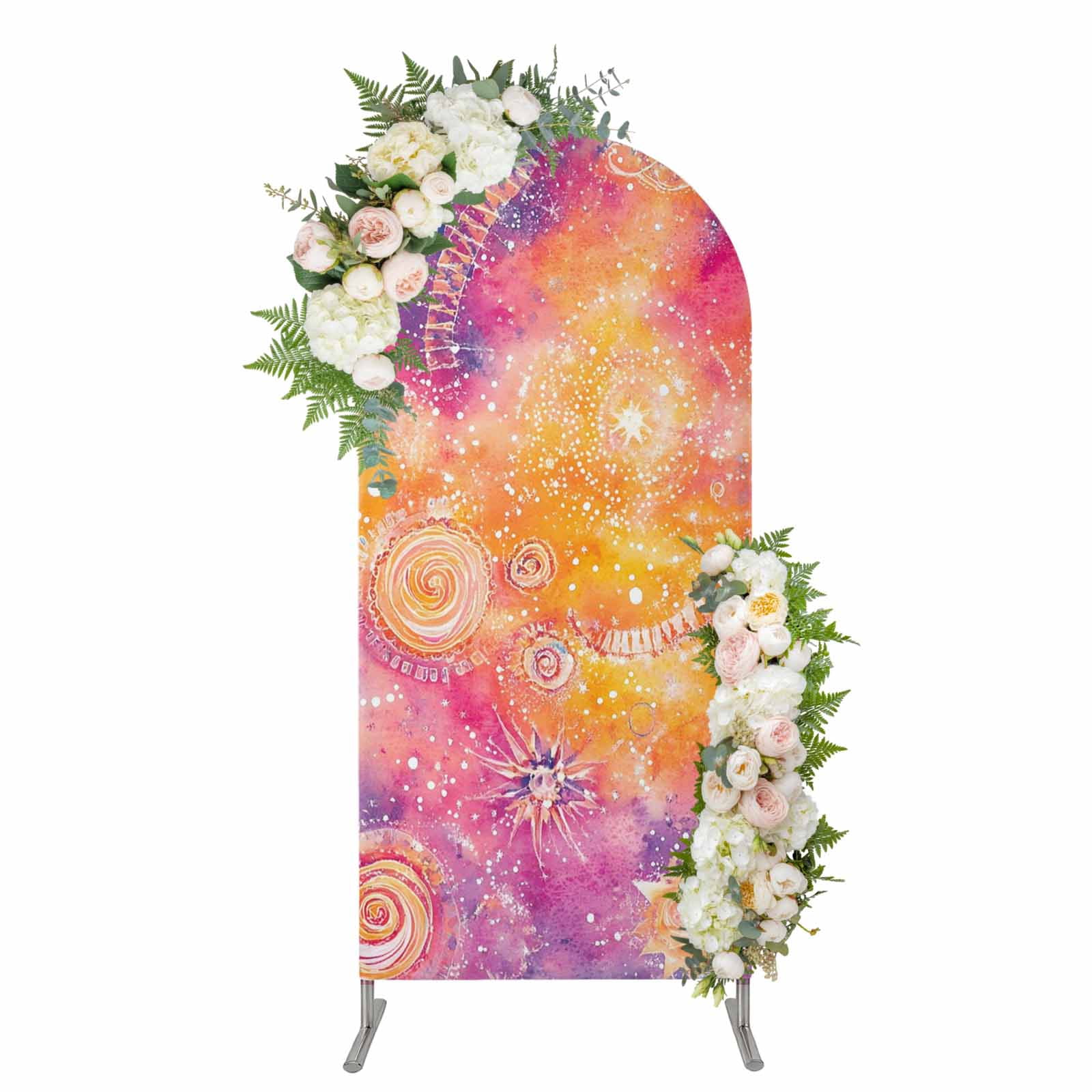 Arch Backdrop 4 Ft, Orange Pink Purple Spandex Stretch Fitted Arch ...