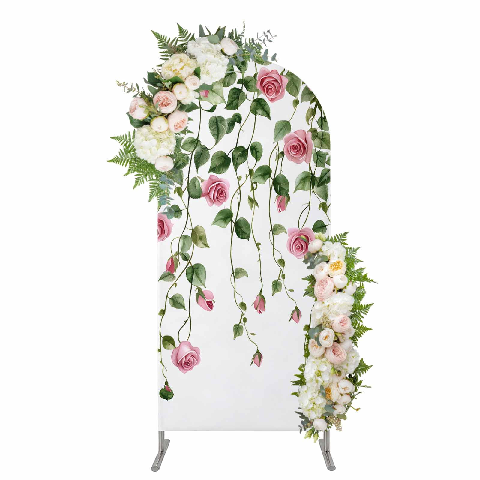 Arch Backdrop 4 Ft, Pink Spring Floral Spandex Stretch Fitted Arch ...