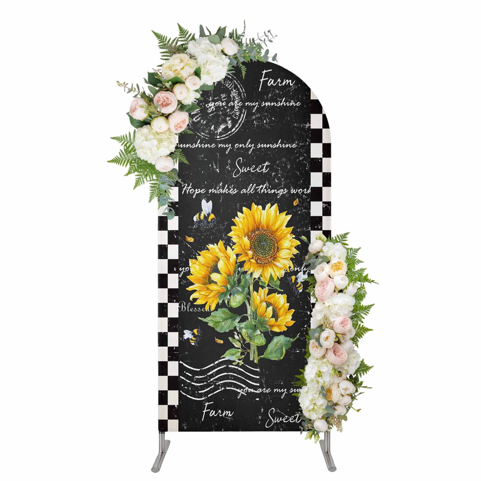 Arch Backdrop 4 Ft, Sunflower Black Spandex Stretch Fitted Arch Cover ...
