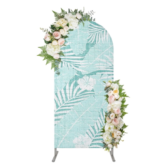 Arch Backdrop 4 Ft, Teal Green Palm Tree Spandex Stretch Fitted Arch ...