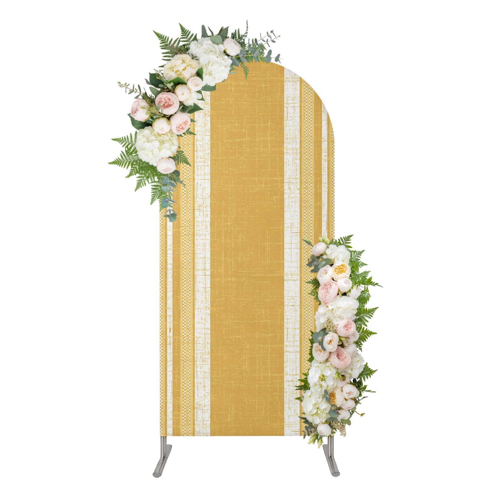 Arch Backdrop 4 Ft, Vintage Turmeric Yellow Striped Spandex Stretch ...