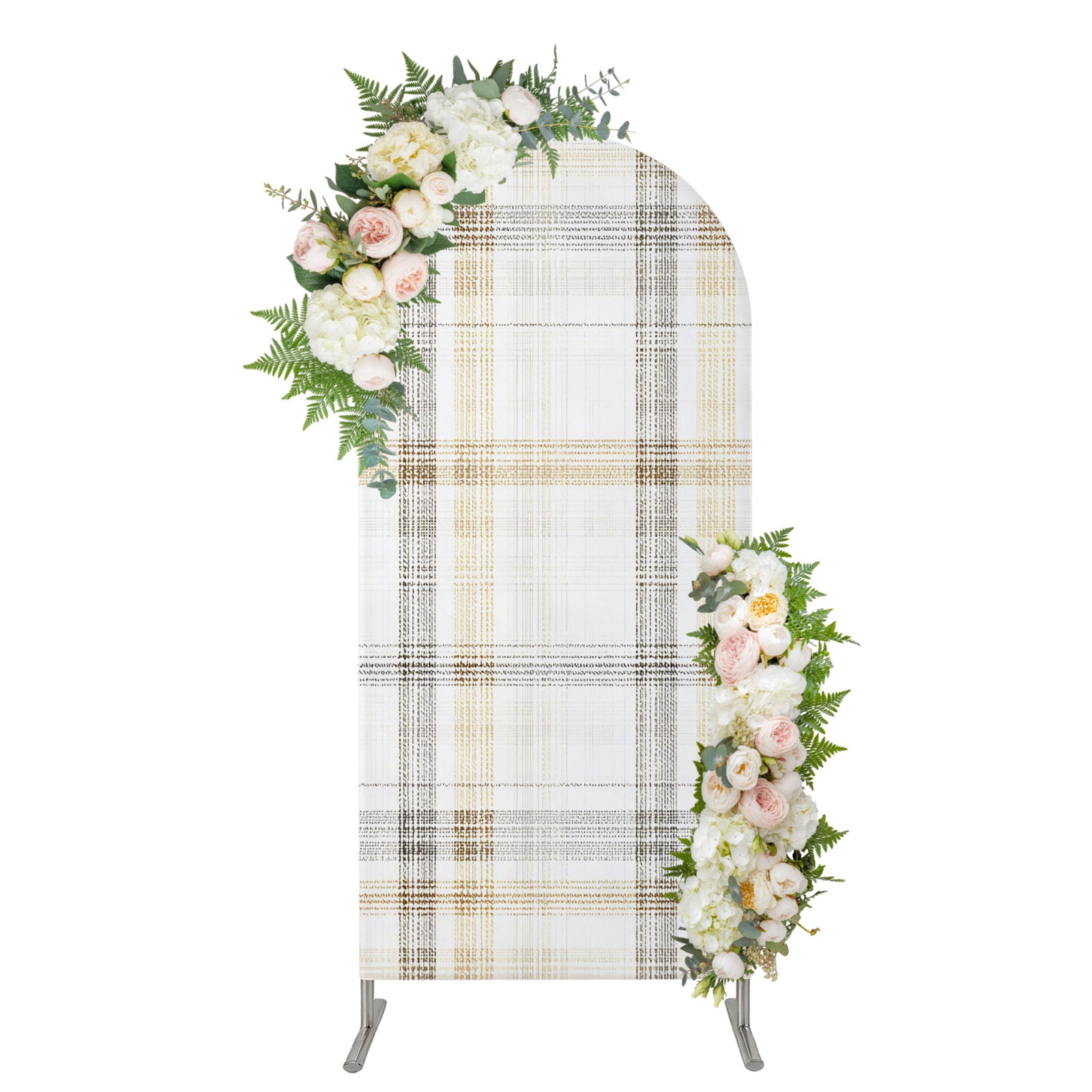 Arch Backdrop 4 Ft, Yellow Brown Check Spandex Stretch Fitted Arch ...
