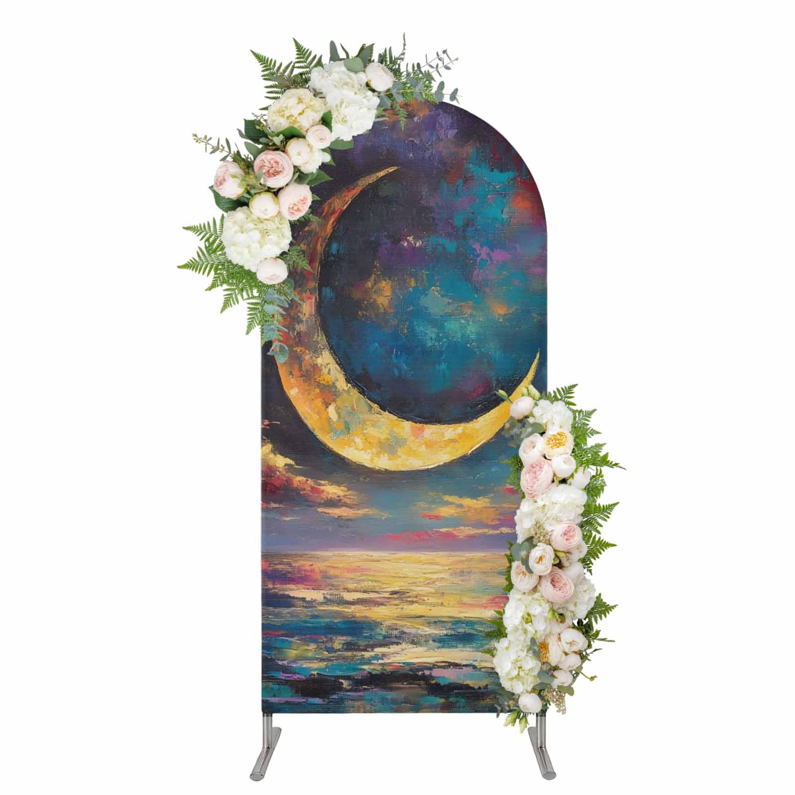 Arch Backdrop 5 Ft, Abstract Gold Moon Spandex Stretch Fitted Arch ...