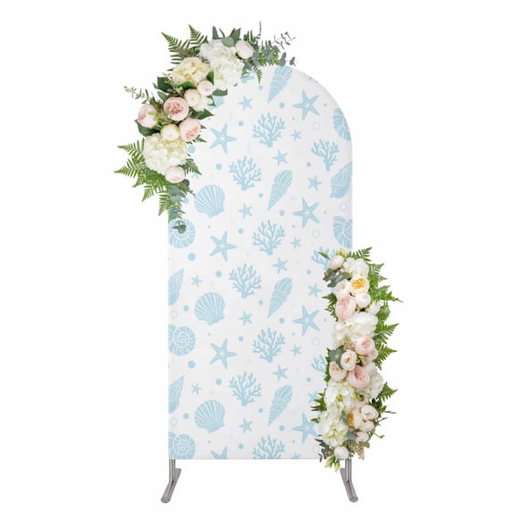 Arch Backdrop 5 Ft, Light Blue Coastal Spandex Stretch Fitted Arch ...