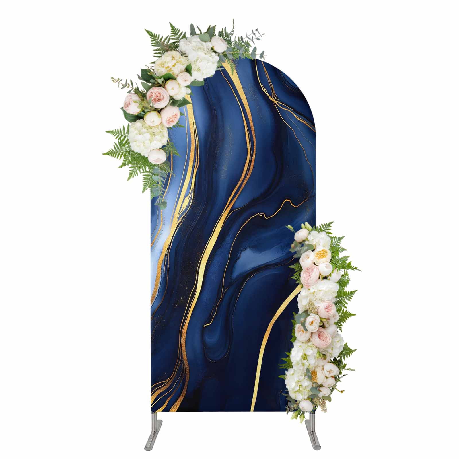 Arch Backdrop 5 Ft, Marble Navy Blue Spandex Stretch Fitted Arch Cover ...