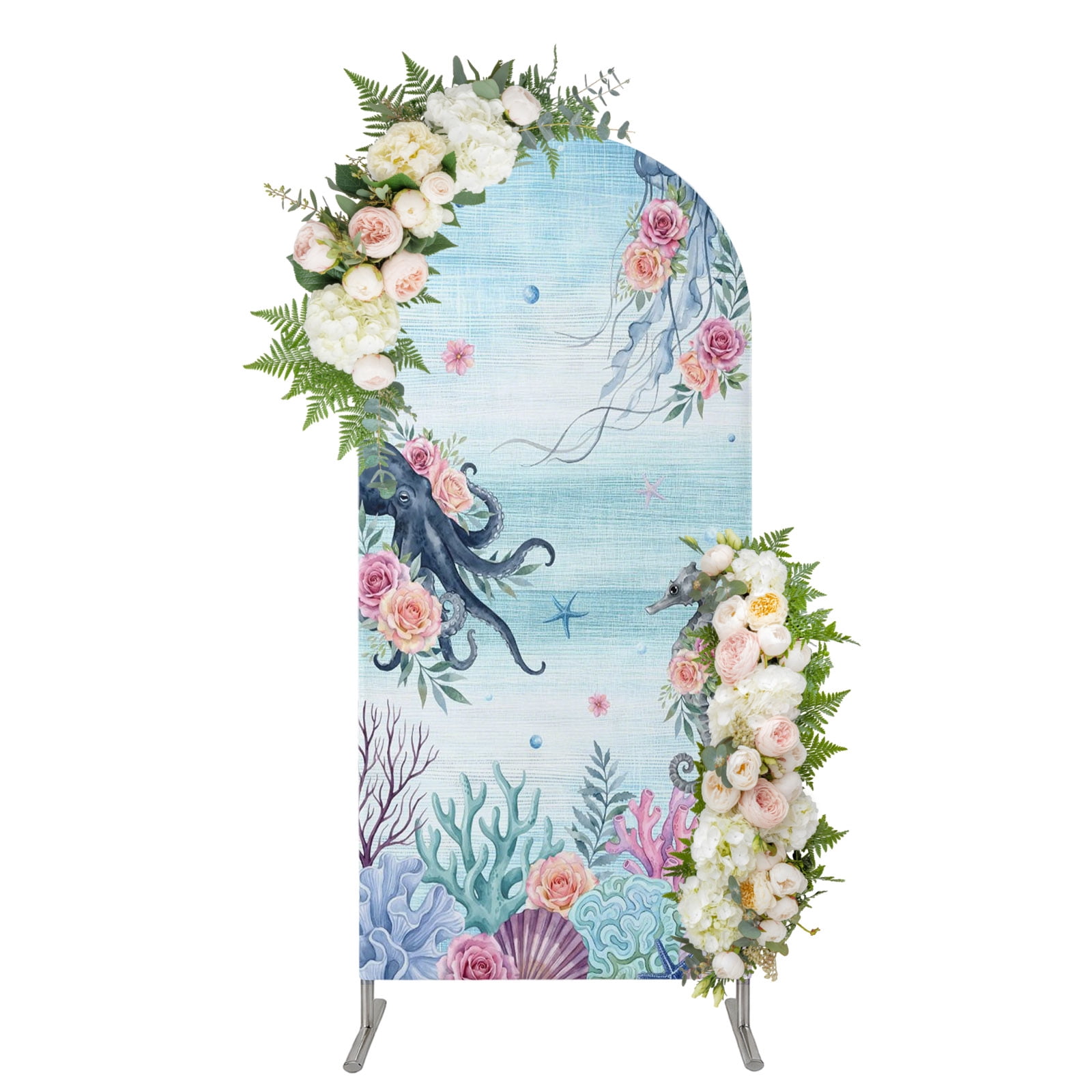Arch Backdrop 5 Ft, Ocean Coastal Spandex Stretch Fitted Arch Cover ...
