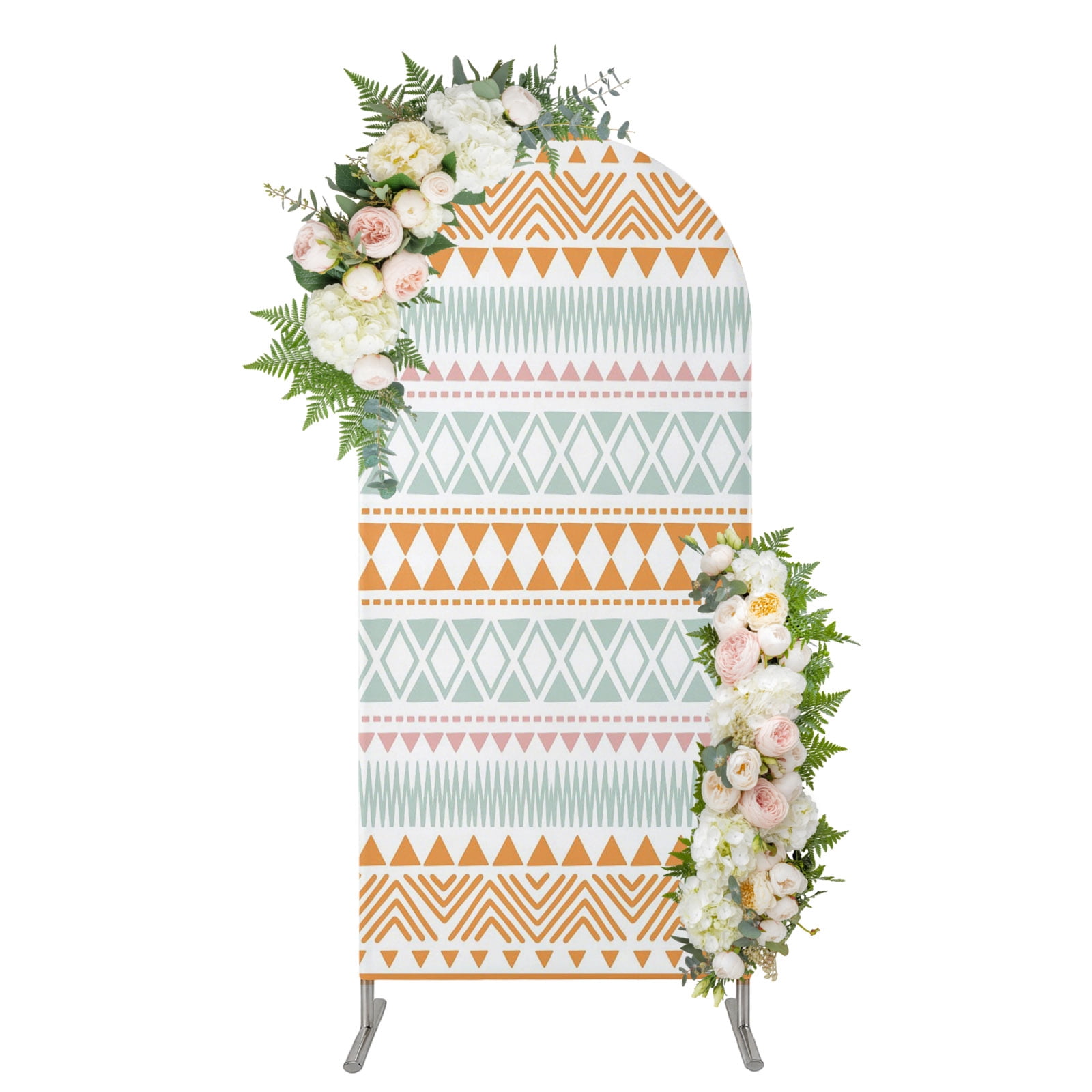 Arch Backdrop 5 Ft, Orange Green Ethnic Tribe Spandex Stretch Fitted ...