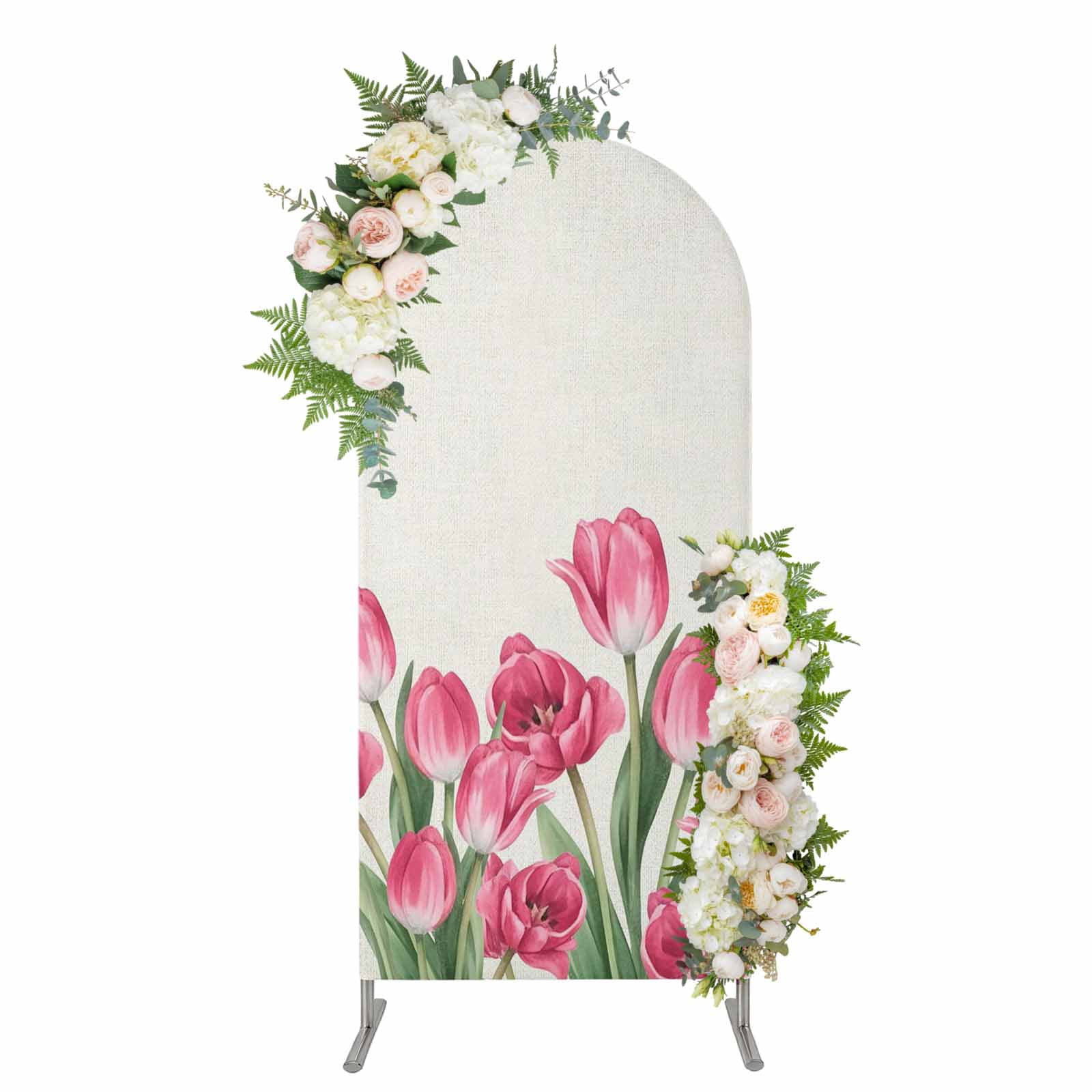 Arch Backdrop 5 Ft, Pink Tulip Flower Spandex Stretch Fitted Arch Cover ...