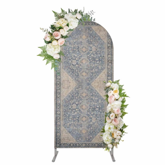 Arch Backdrop 5 Ft, Retro Grey Boho Spandex Stretch Fitted Arch Cover ...