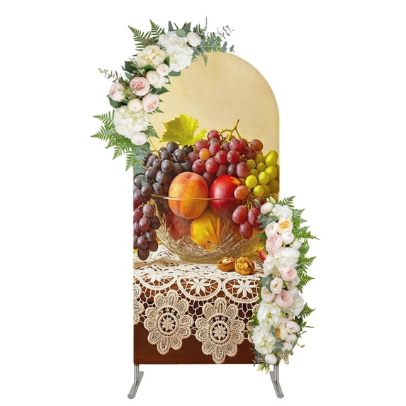 Arch Backdrop 5 Ft, Rustic Grape Peach Spandex Stretch Fitted Arch ...