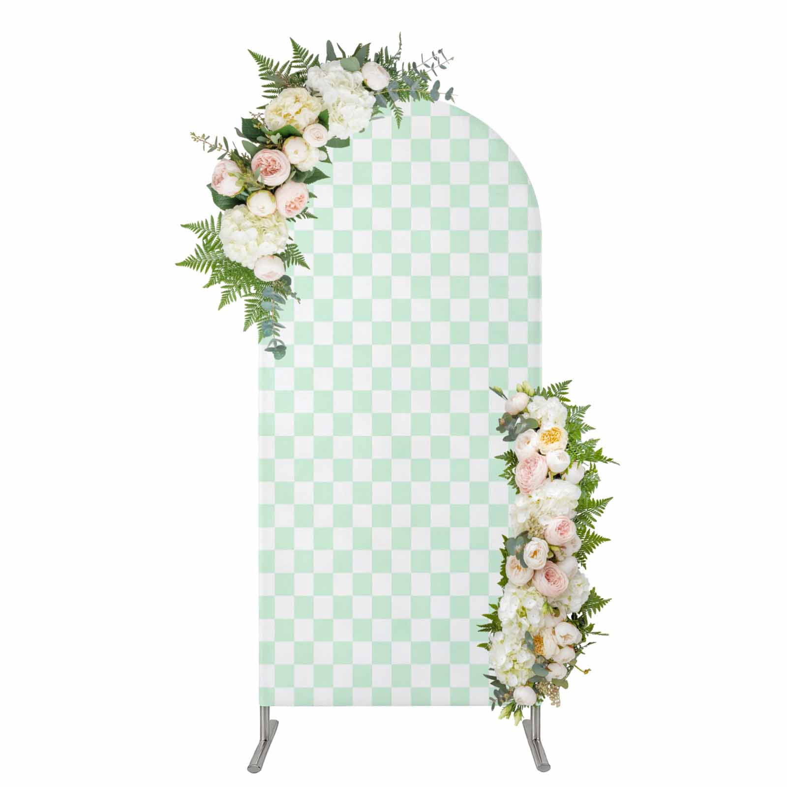 Arch Backdrop 5 Ft, Rustic Green Plaid Spandex Stretch Fitted Arch ...