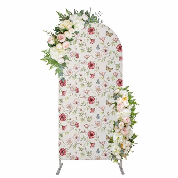 Arch Backdrop 5 Ft, Spring Floral Spandex Stretch Fitted Arch Cover ...