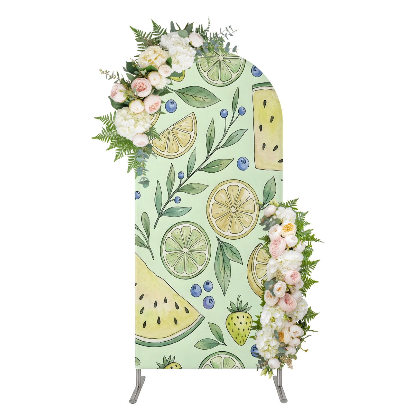 Arch Backdrop 5 Ft, Summer Tropical Fruits Spandex Stretch Fitted Arch ...