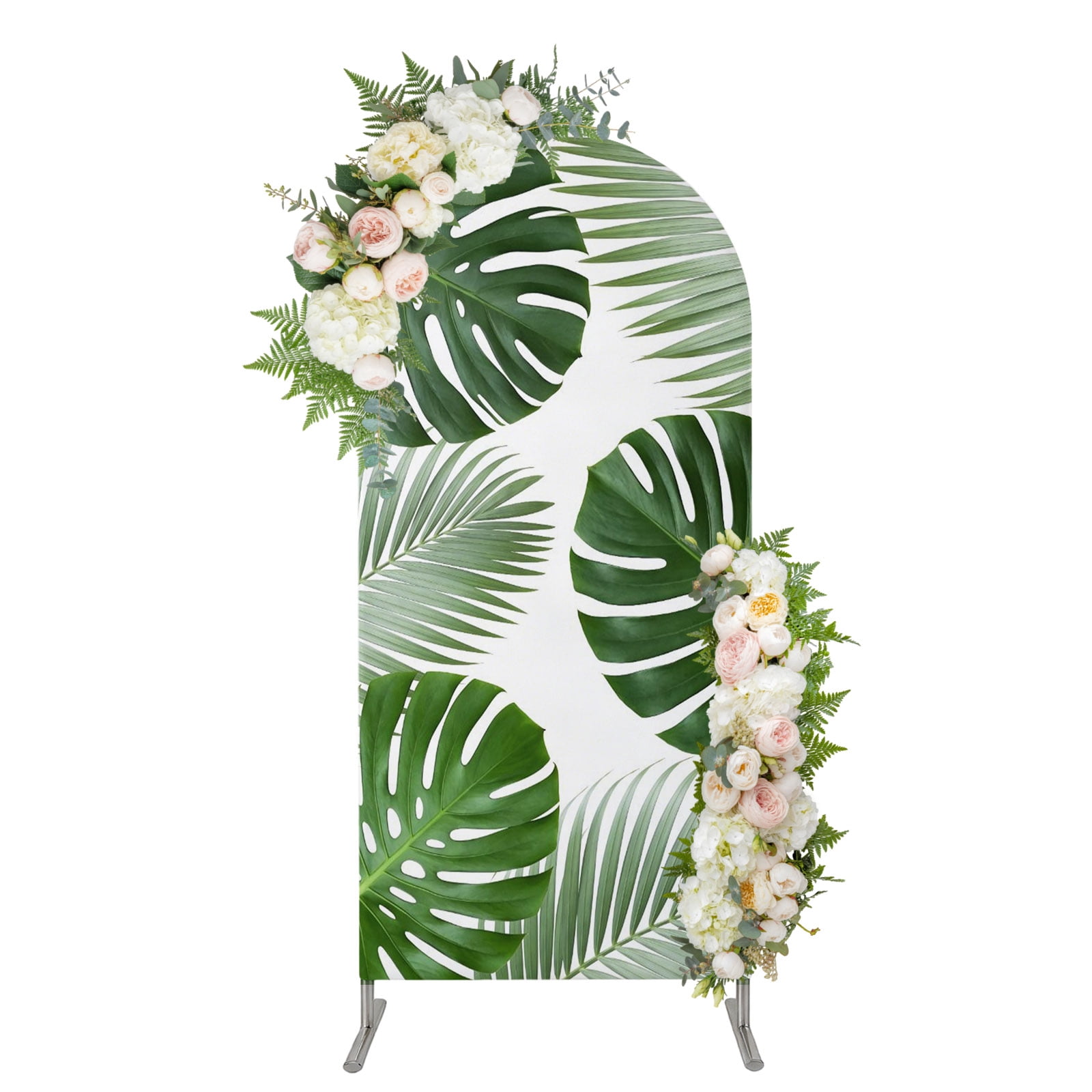 Arch Backdrop 5 Ft, Tropical Leaves Spandex Stretch Fitted Arch Cover ...