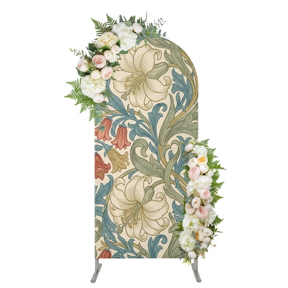 Arch Backdrop 5 Ft, Vintage Lilies Flowers Spandex Stretch Fitted Arch ...