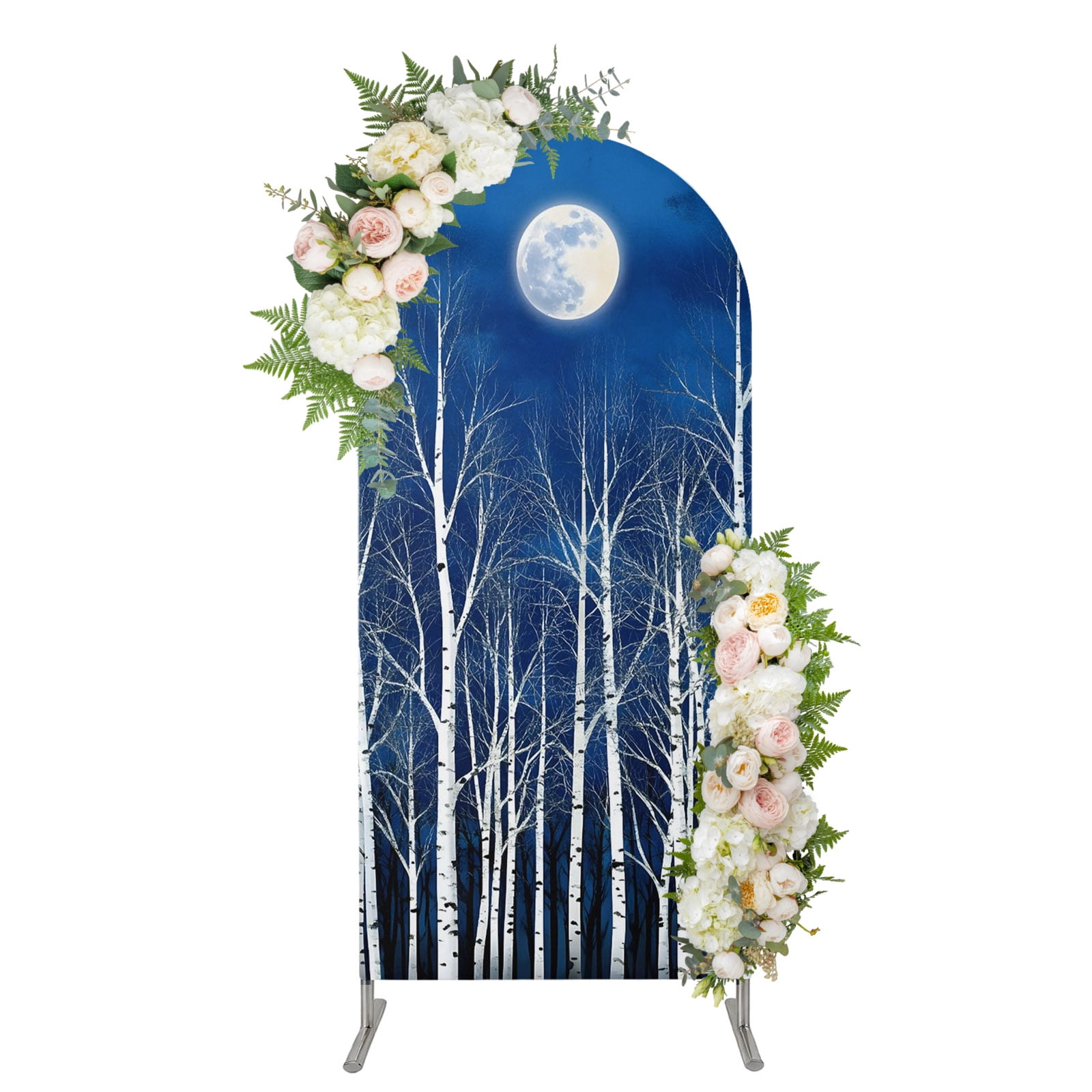 Arch Backdrop 5 Ft, White Tree Spandex Stretch Fitted Arch Cover, Round ...