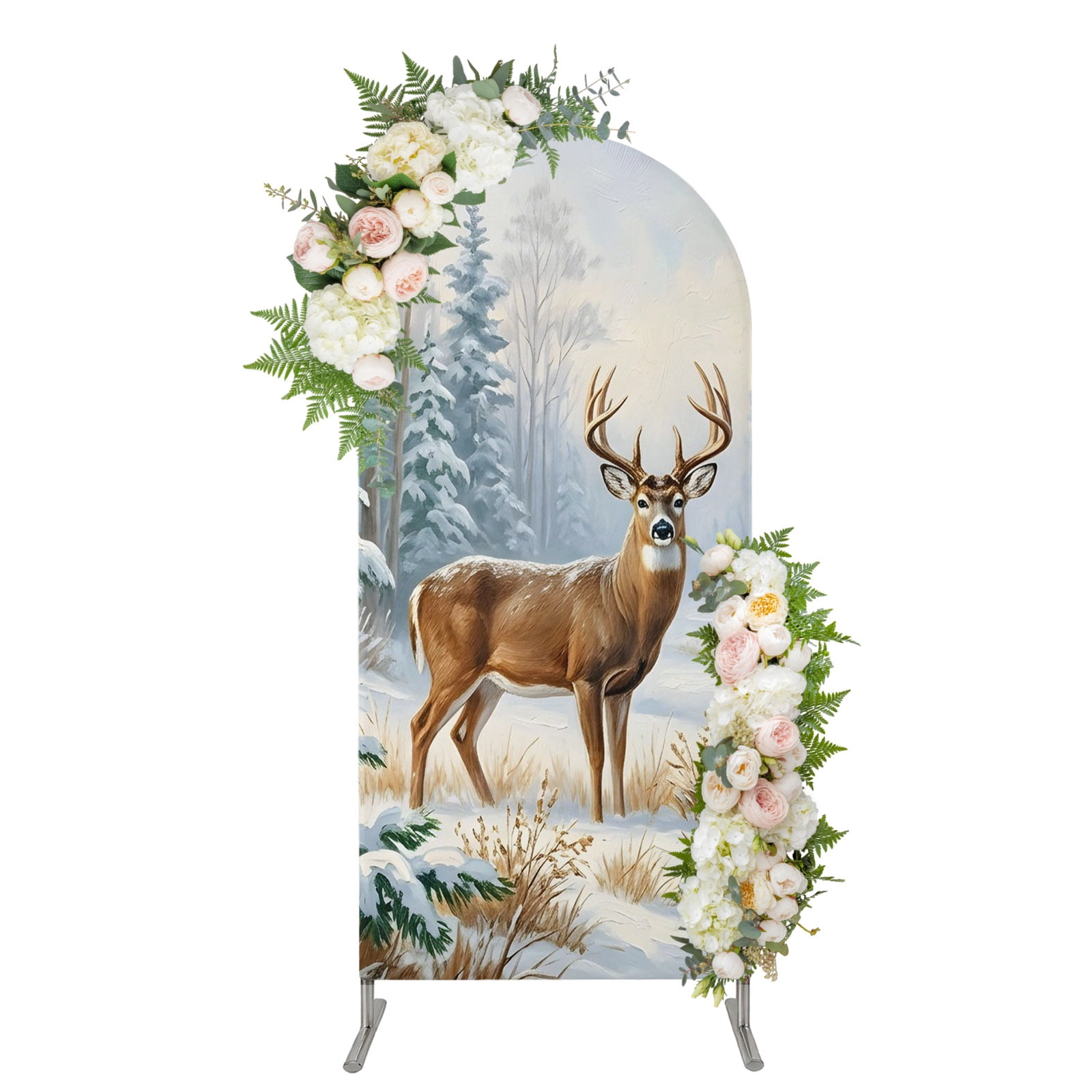 Arch Backdrop 5 Ft, Winter Forest Spandex Stretch Fitted Arch Cover ...