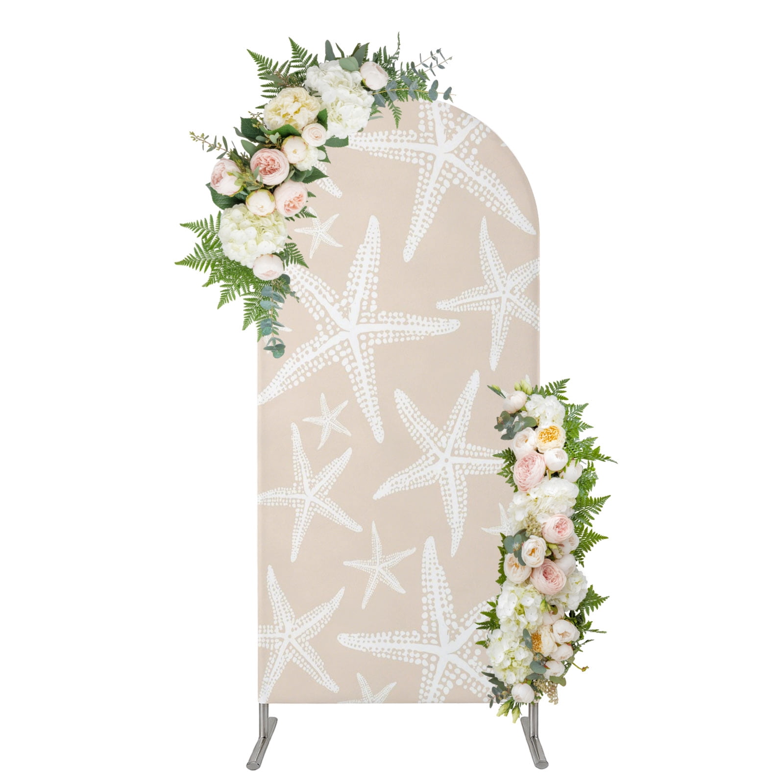 Arch Backdrop 6.6 Ft, Beige Starfish Spandex Stretch Fitted Arch Cover ...