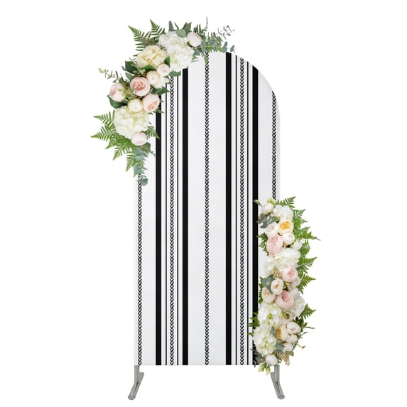 Arch Backdrop 6.6 Ft, Black Vertical Stripes Spandex Stretch Fitted ...