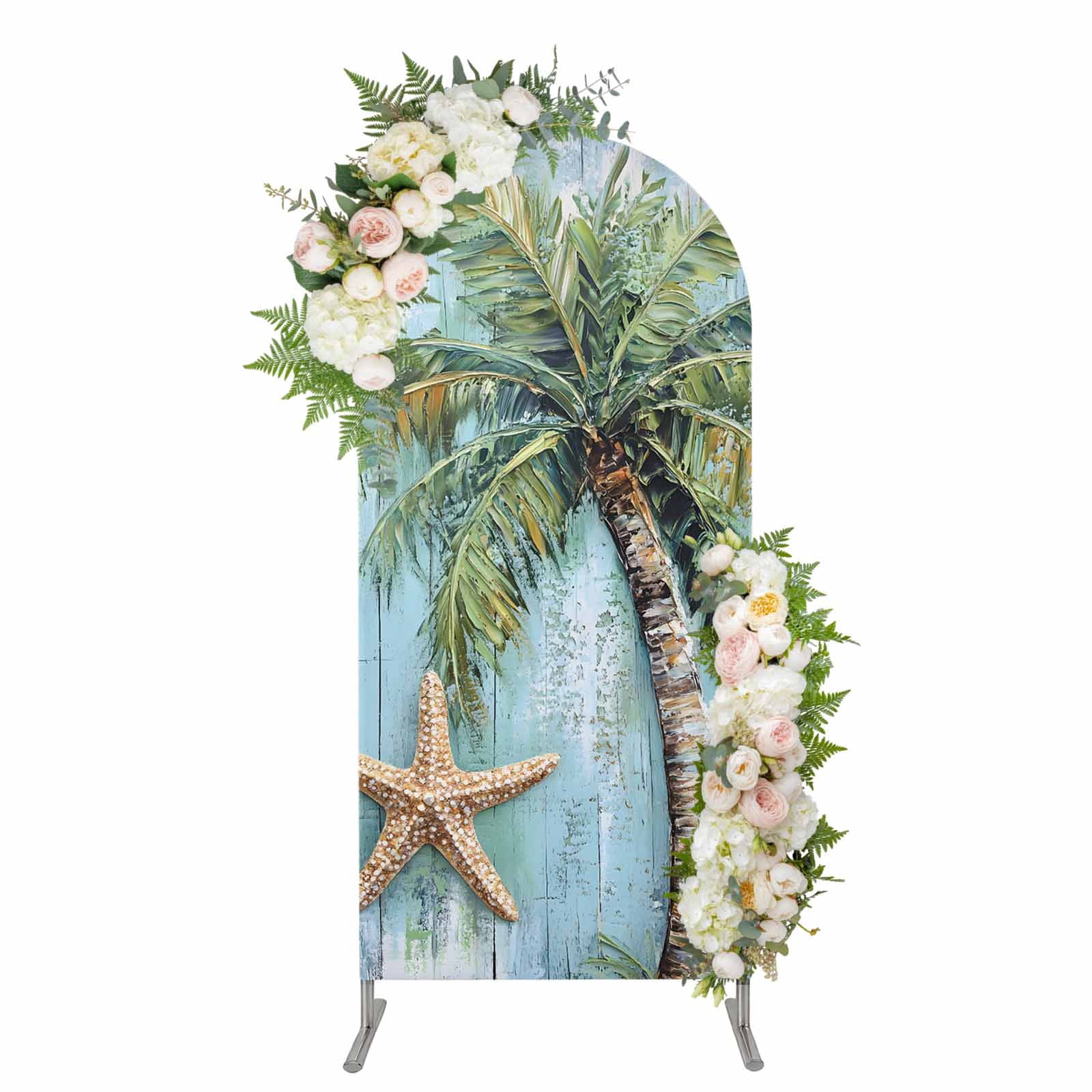 Arch Backdrop 6.6 Ft, Coastal Blue Green Tree Spandex Stretch Fitted ...