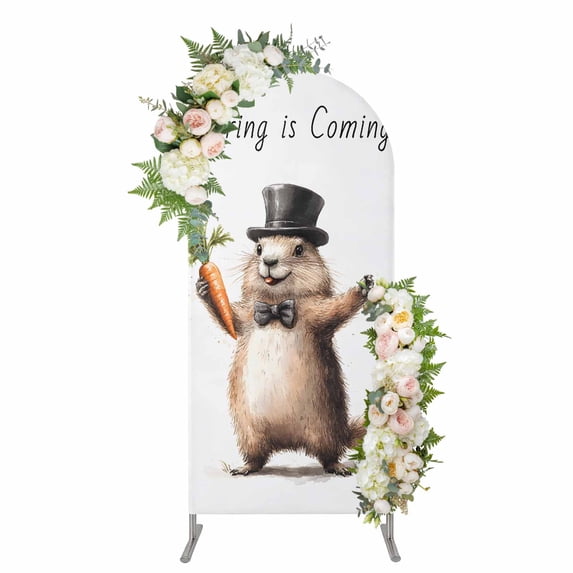 Arch Backdrop 6.6 Ft, Groundhog Day Spandex Stretch Fitted Arch Cover ...