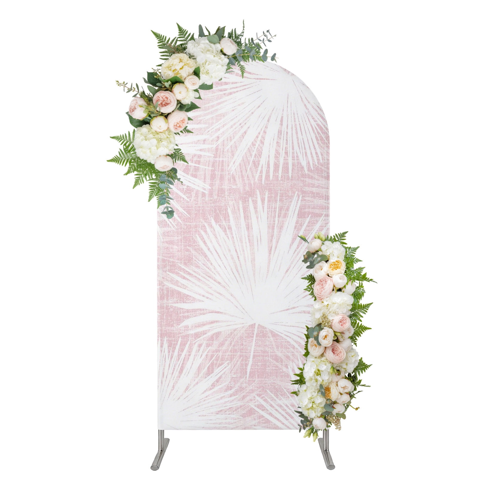 Arch Backdrop 6.6 Ft, Pink Palm Leaves Coastal Spandex Stretch Fitted ...