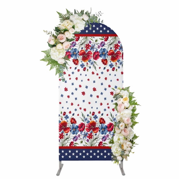 Arch Backdrop 6.6 Ft, Red Blue Spring Floral Spandex Stretch Fitted ...
