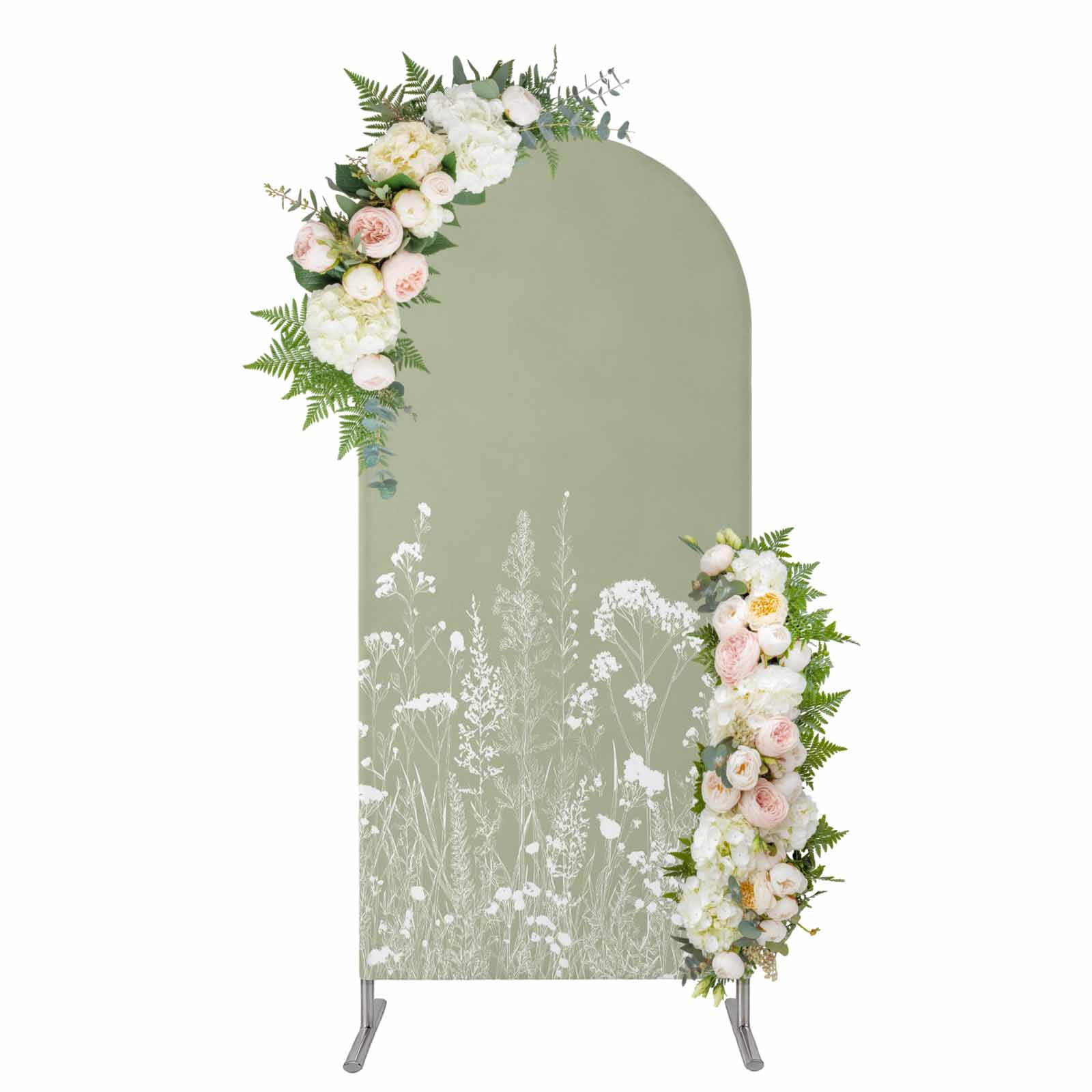 Arch Backdrop 6.6 Ft, Sage Green Spring Floral Spandex Stretch Fitted ...