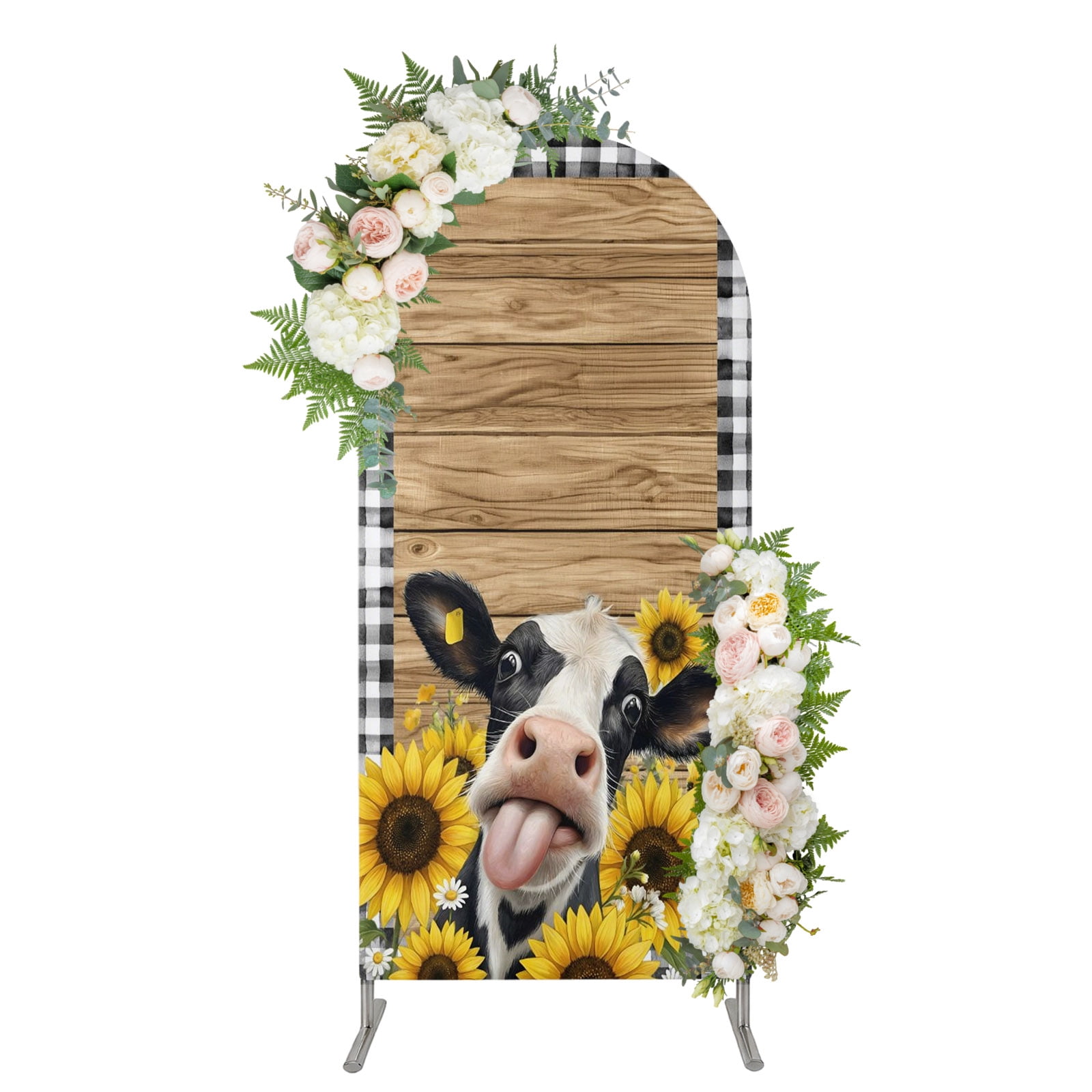 Arch Backdrop 6.6 Ft, Sunflower Cow Spandex Stretch Fitted Arch Cover ...