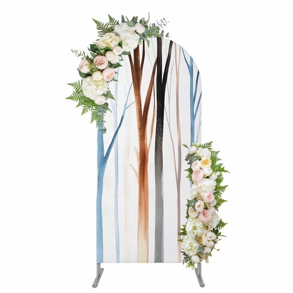 Arch Backdrop 6 Ft, Blue Brown Tree Spandex Stretch Fitted Arch Cover ...