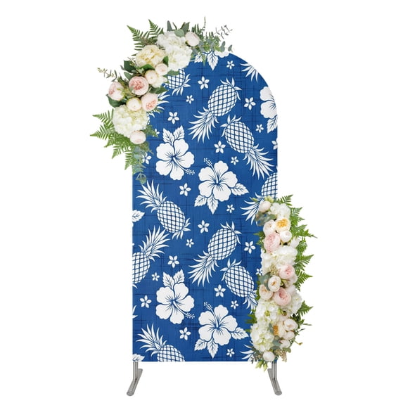 Arch Backdrop 6 Ft, Blue Pineapple Floral Spandex Stretch Fitted Arch ...