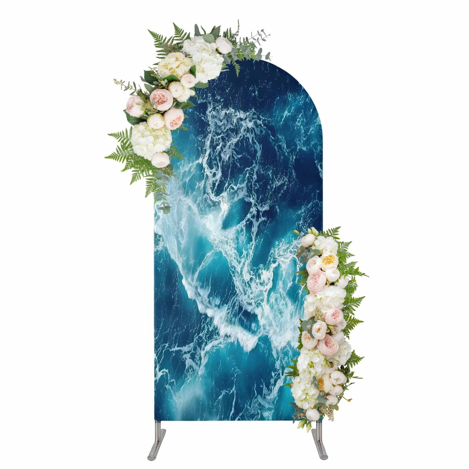 Arch Backdrop 6 Ft, Blue Waves Spandex Stretch Fitted Arch Cover, Round ...