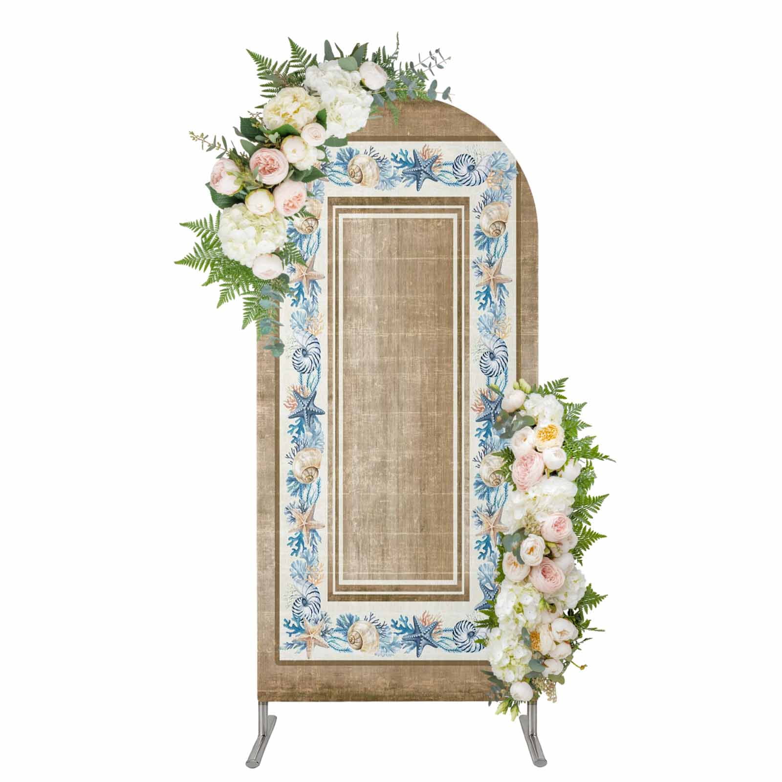 Arch Backdrop 6 Ft, Brown Coastal Spandex Stretch Fitted Arch Cover ...